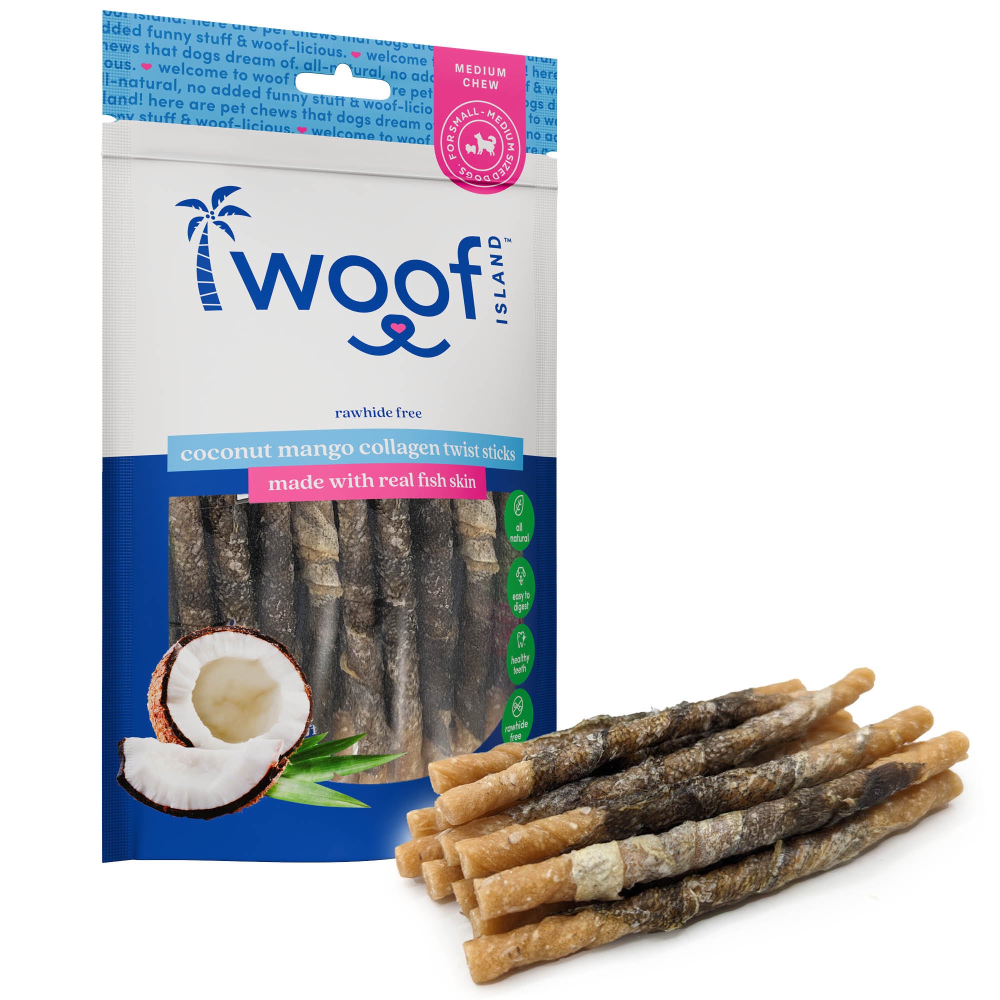 Coconut Twist Sticks with Real Mango and Fish Skin – Woof Island