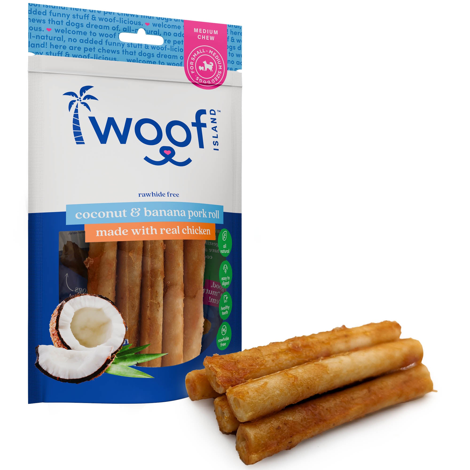 Coconut Pork Rolls with Real Banana and Chicken – Woof Island