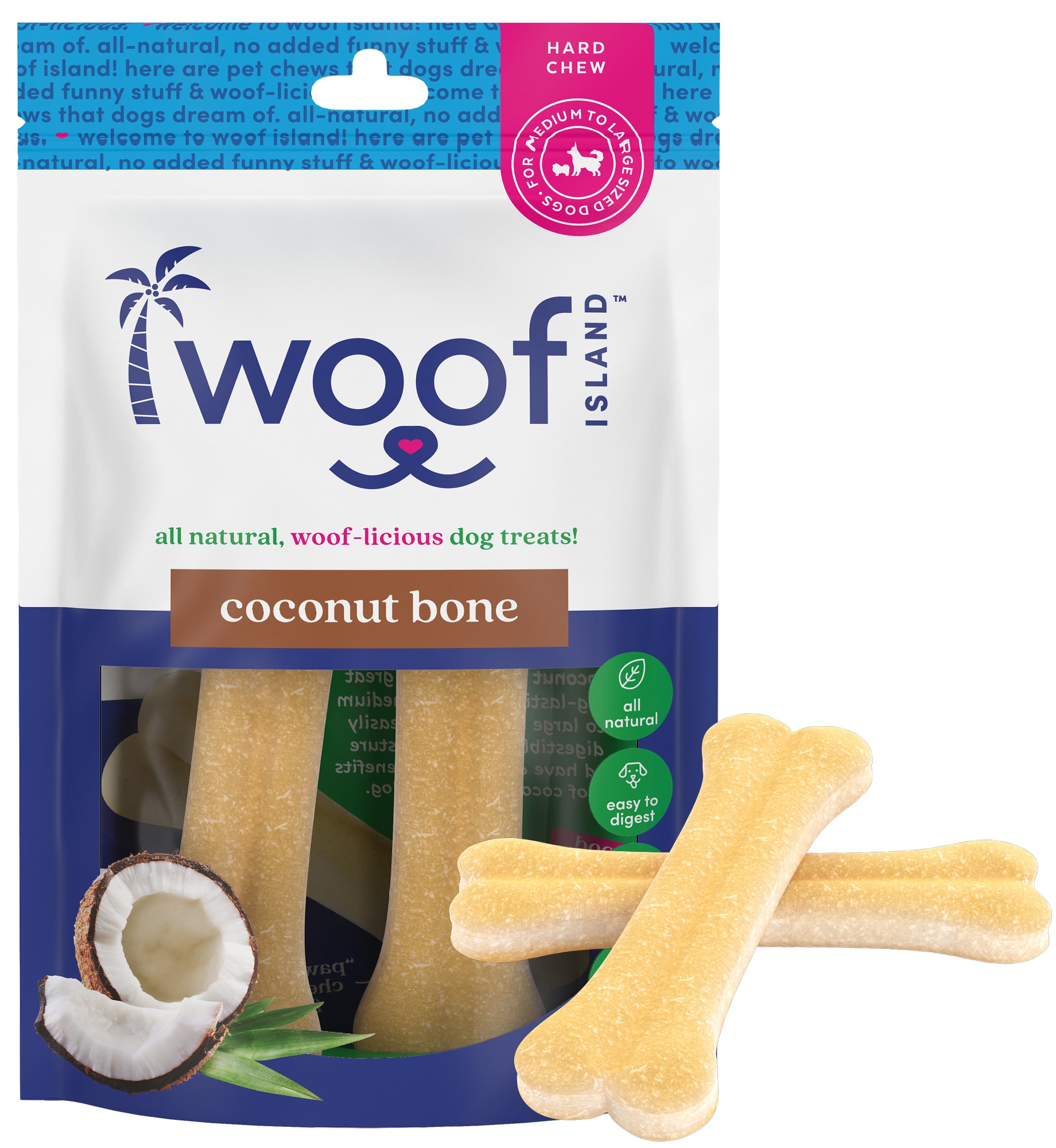 Coconut Dog Bones Premium Treats 2 Pack – Woof Island